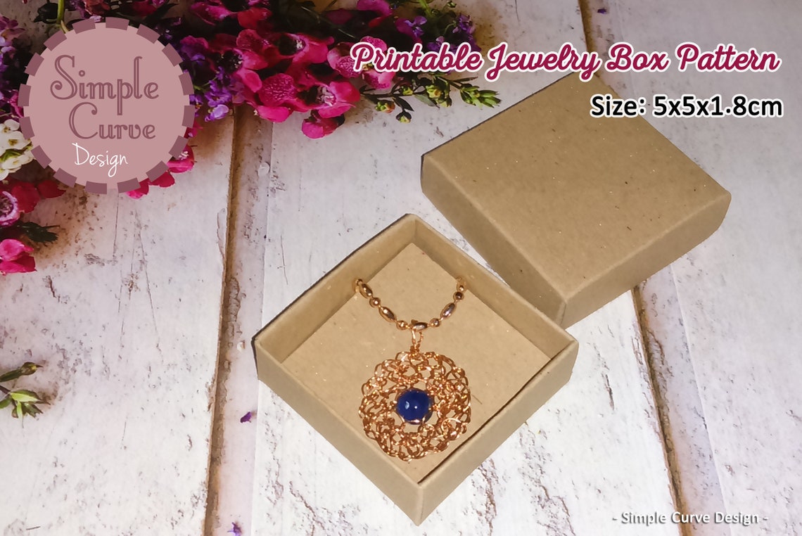 Printable Jewelry Box Pattern 5cm X 5cm X 1,8 Cm / Box Template / Paper ...