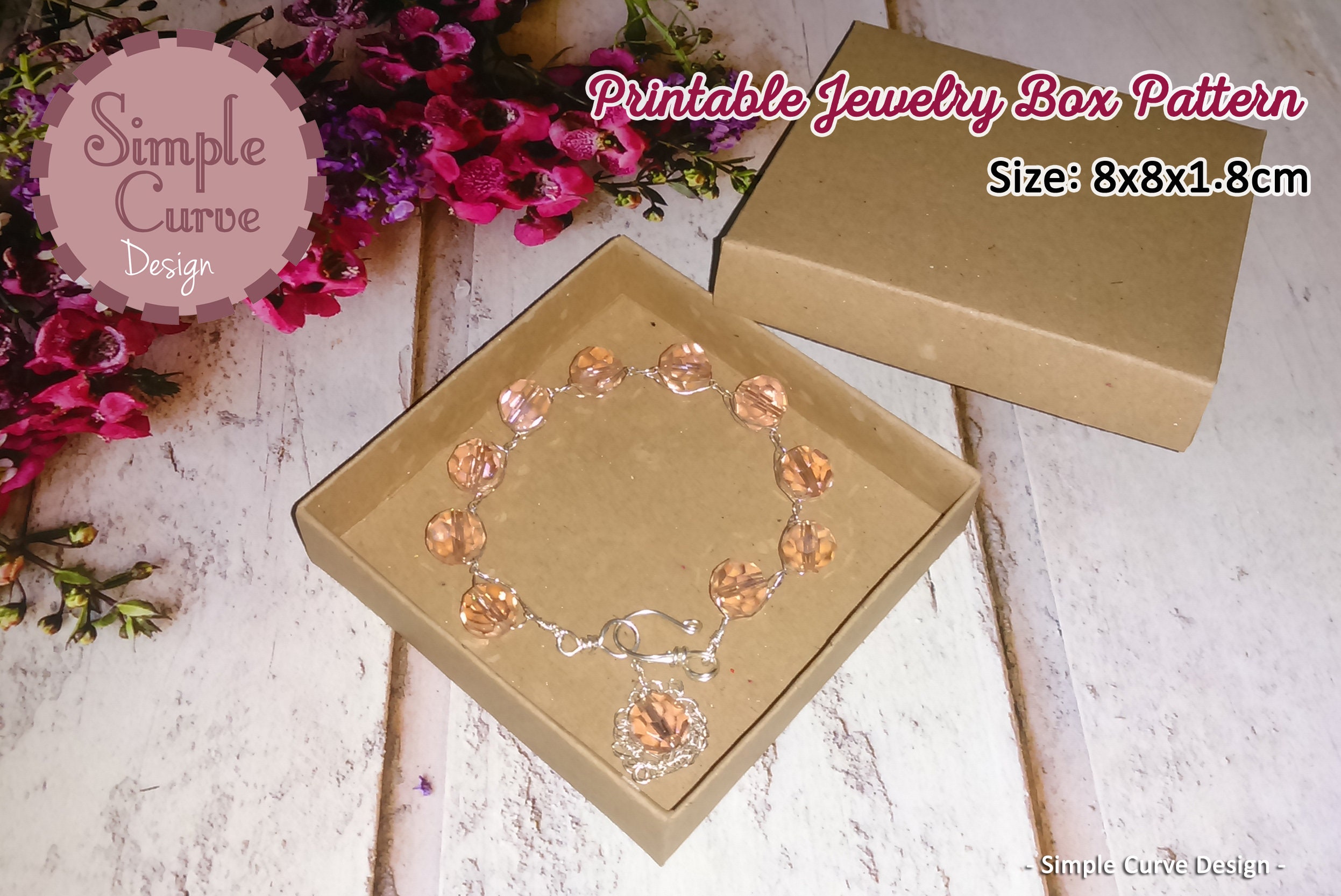 Printable Jewelry Box Pattern 8cm X 8cm X 1,8 Cm / Box Template / Paper ...