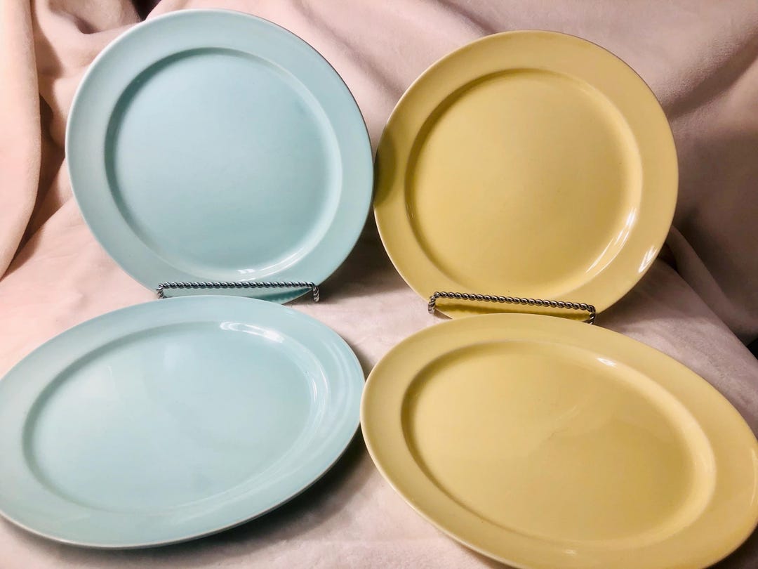 LU-RAY Pastels Plates Set of 4 / Pastel Yellow and Pastel Green - Etsy