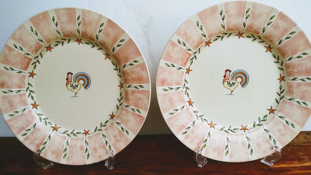 Russ Berrie & Company Ceramic Rooster Plates (a Set of 2) 11 Inch ...