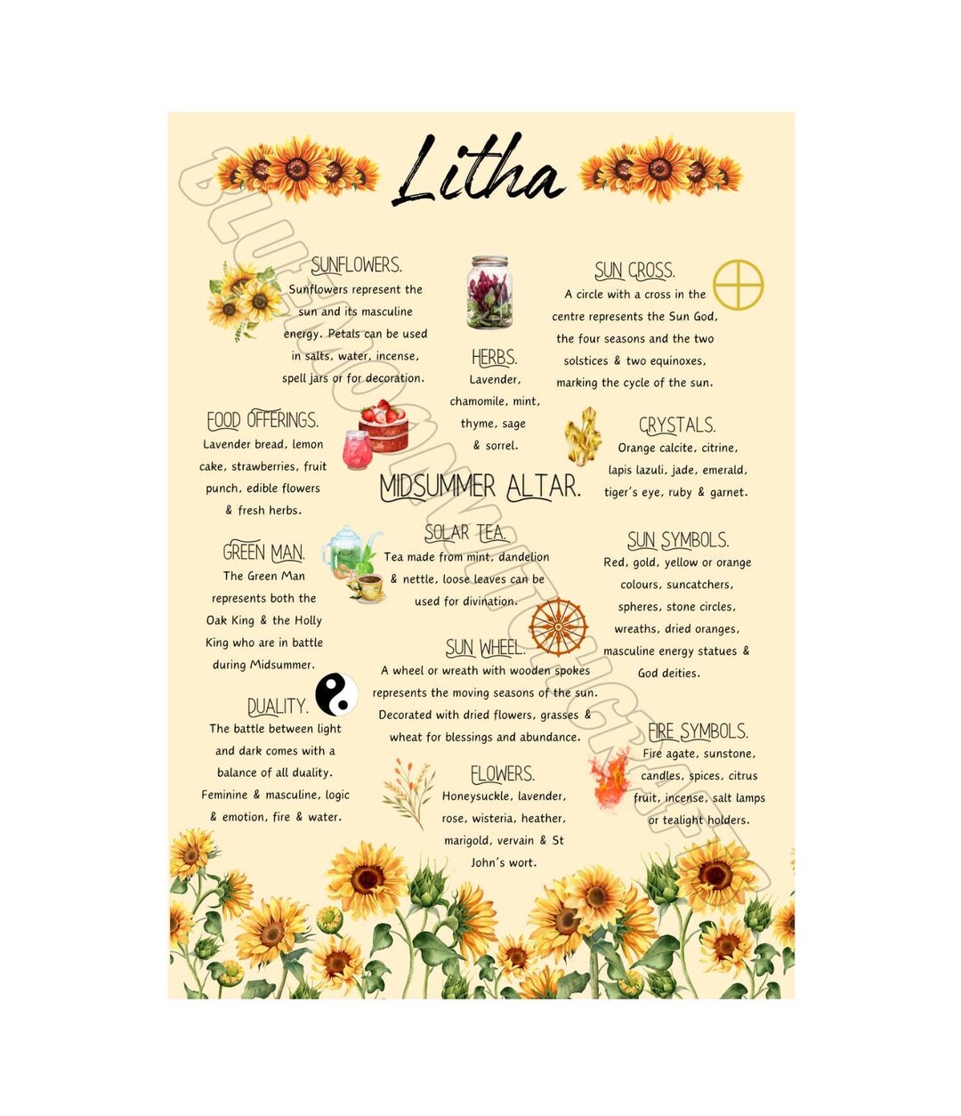 Litha Pagan Altar, Digital Summer Sheet, Downloadable Bos, Printable ...
