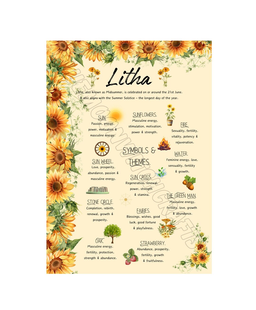Litha Digital Sheet, Midsummer Printable, Downloadable Bos, Witches ...