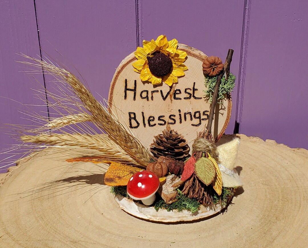 Handcrafted Harvest Blessing Wood Sign, Miniature Autumn Altar ...