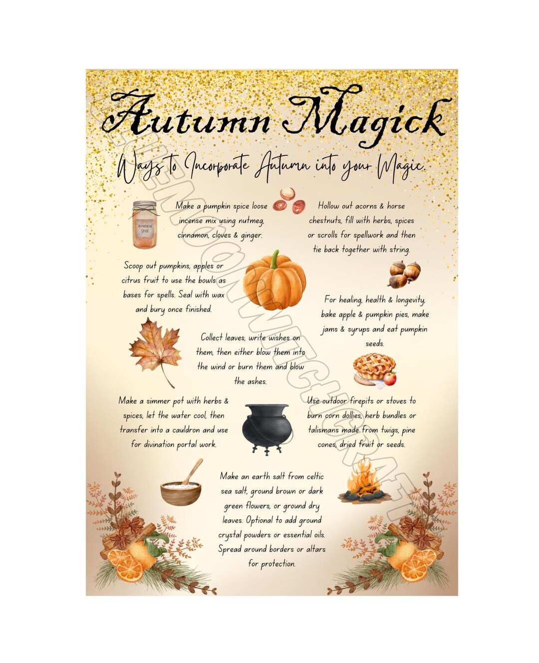 Autumn Magick Sheet, Digital Fall Guide, Downloadable Poster, Printable ...