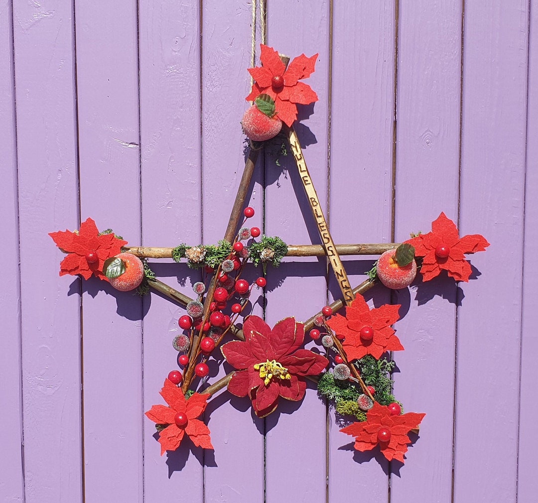 Poinsettia Pentacle Red Yule Pentagram Witches Blessings - Etsy