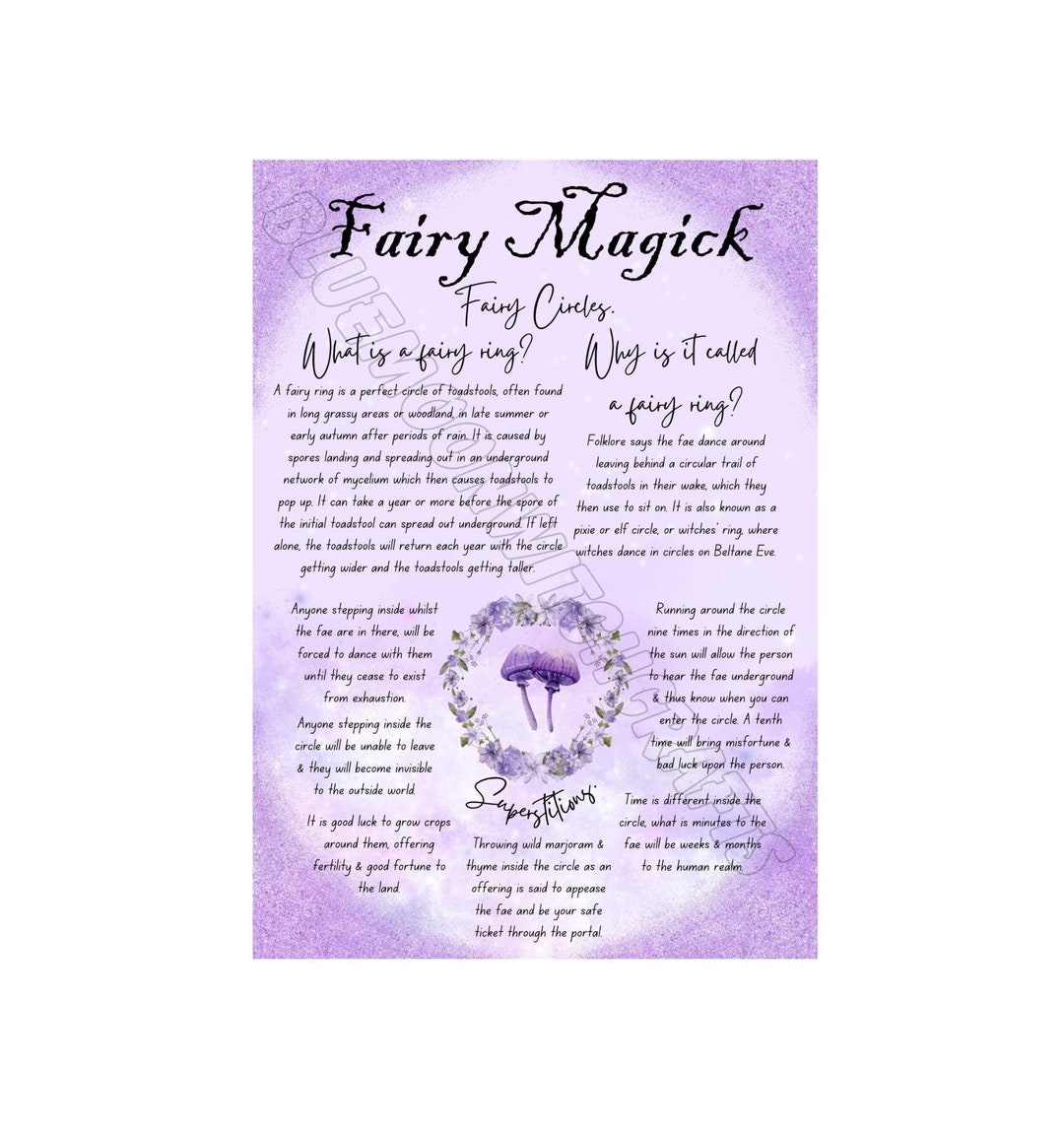 Digital Fairy Guide, Druid Magick Sheet, Printable Poster, Witches ...