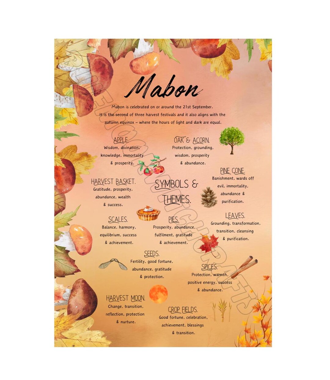 Autumn Digital Sheet, Mabon Printable Art, Downloadable Bos, Witches ...