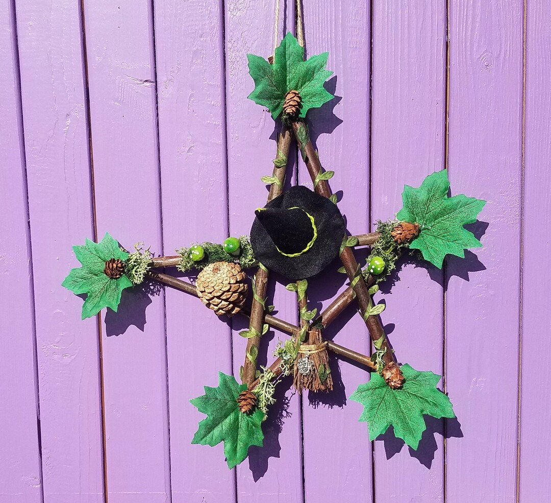 Green Leaf Pentacle Witches Pentagram Wiccan Door Hanger - Etsy