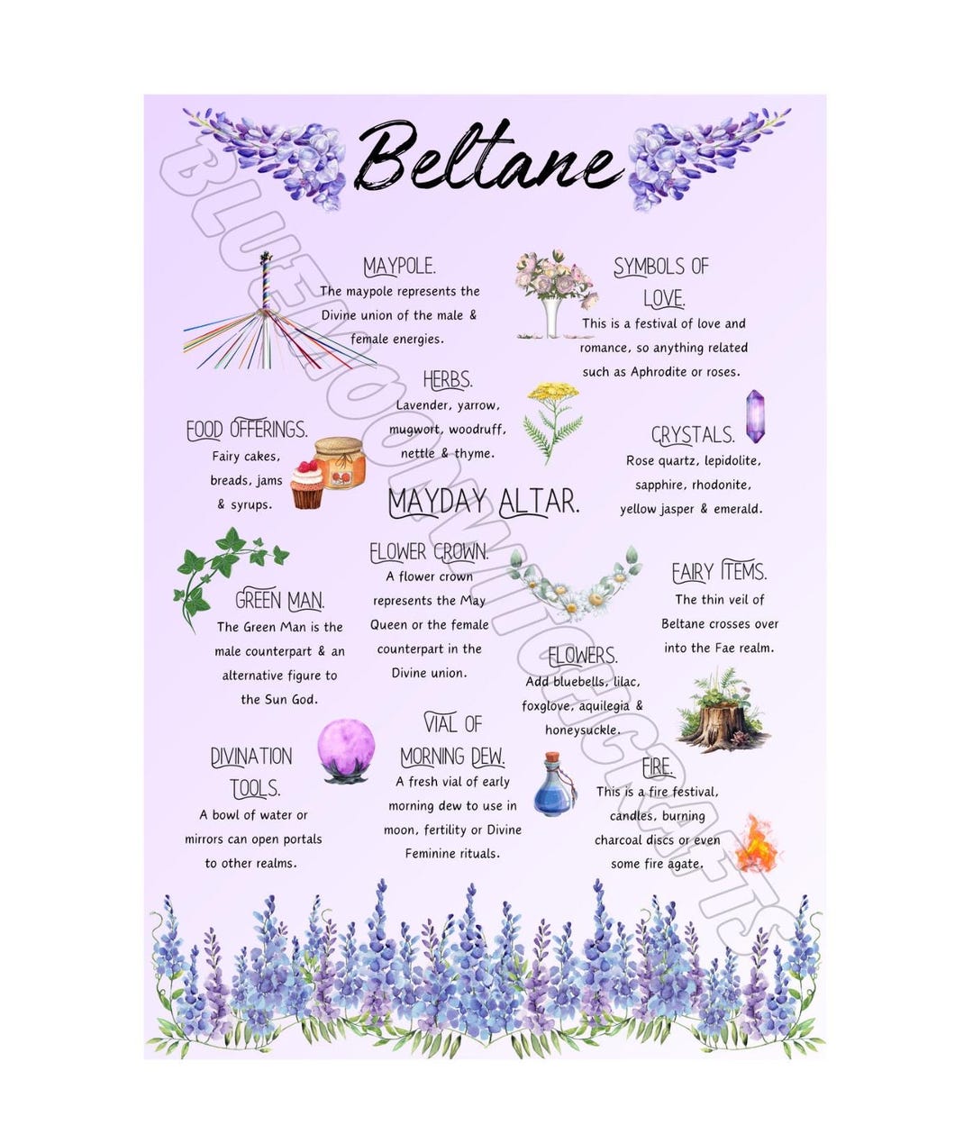 Beltane Altar Sheet, Digital Pagan Poster, Downloadable Bos, Printable ...