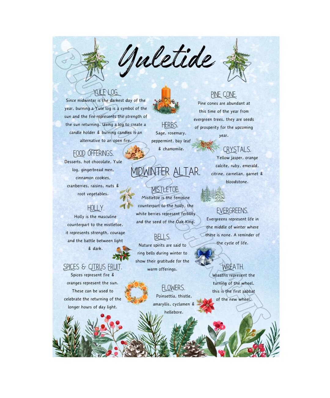 Yuletide Pagan Altar, Yule Digital Sheet, Downloadable Bos, Printable ...