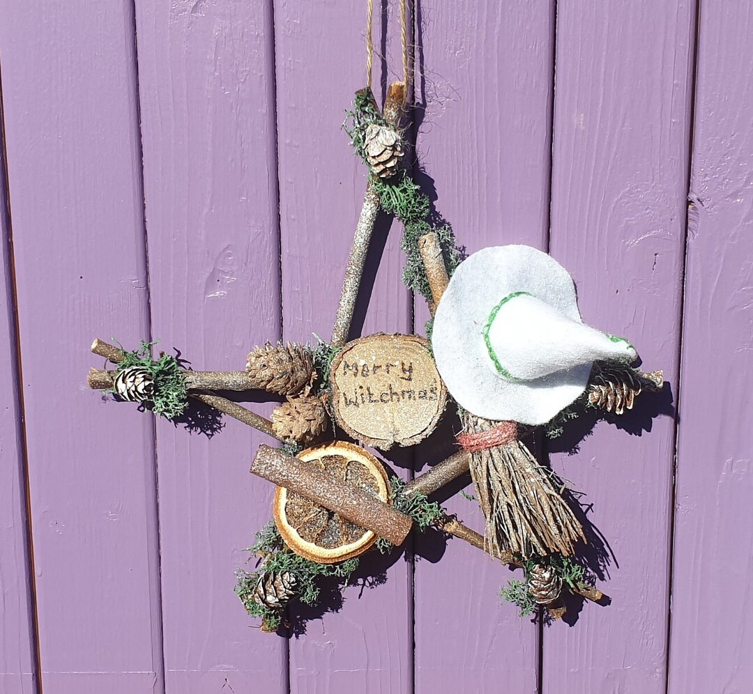 Merry Witchmas Decor, Pentacle Decoration, Midwinter Pentagram, Winter ...