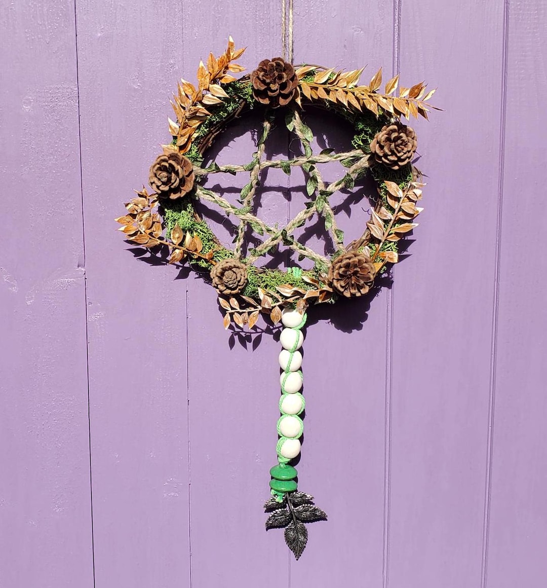 Green Pentacle Star, Pentagram Wreath, Witches Door Hanger, Wiccan Wall ...