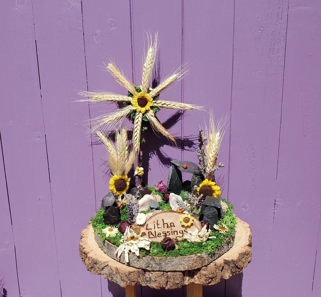 Sun Wheel Decoration, Litha Oak Wood Sign, Midsummer Home Decor ...