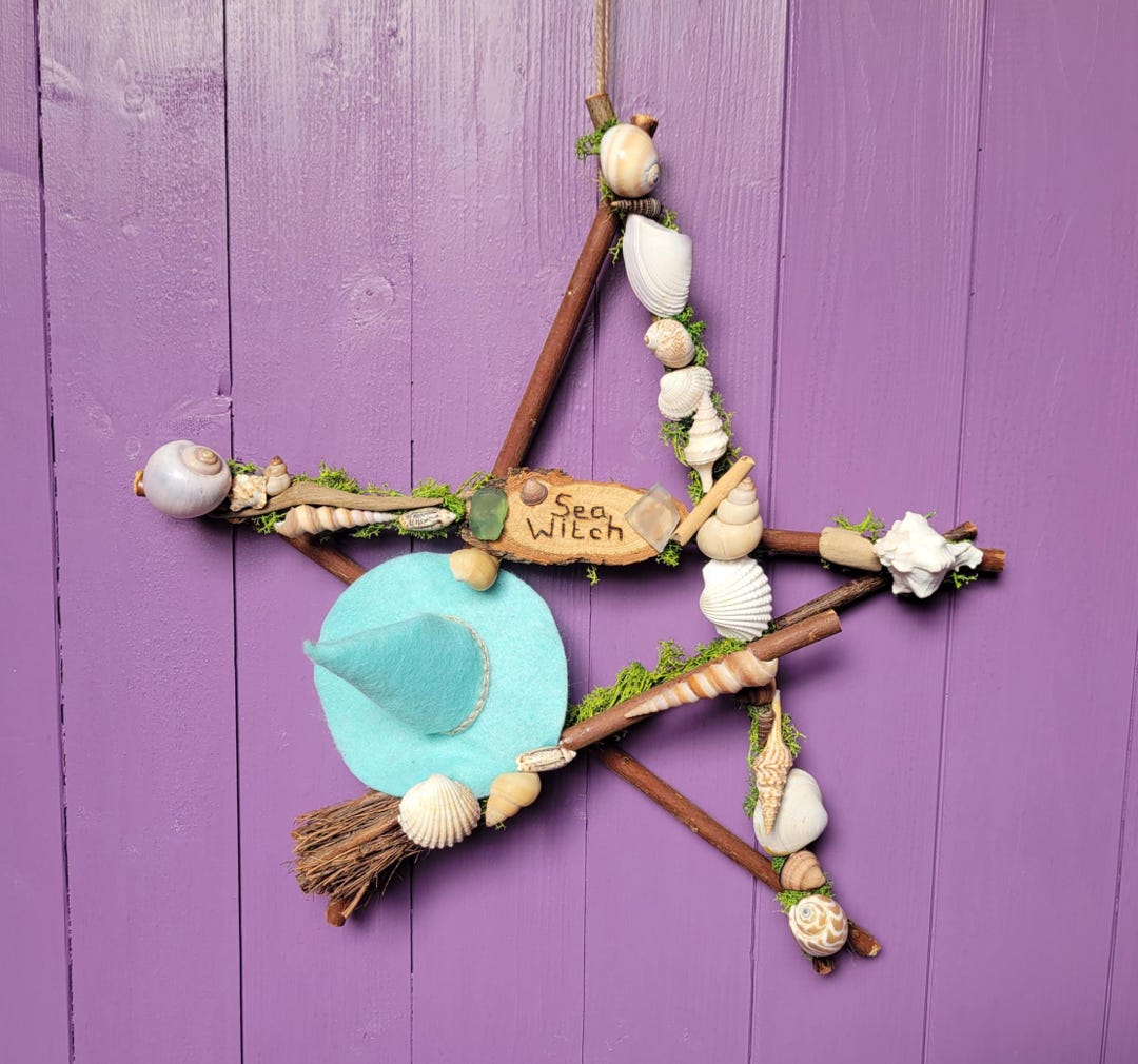 Seashell Pentacle, Witches Sea Glass Decor, Wiccan Pentagram, Miniature ...
