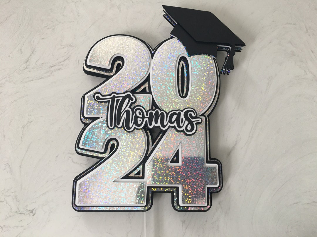 Custom Graduation Cake Topper With 4 Lights, Class Of, Personalized ...