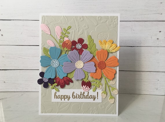 Handmade Happy Birthday Card Flower Card Greeting Card - Etsy