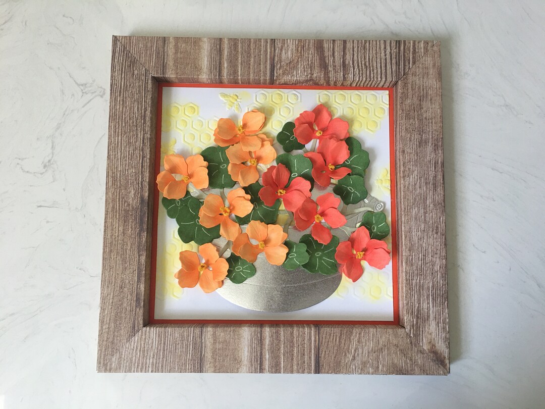 Handmade Paper Flower Shadow Box, Framed Paper Flowers, 8x8 Shadow Box ...