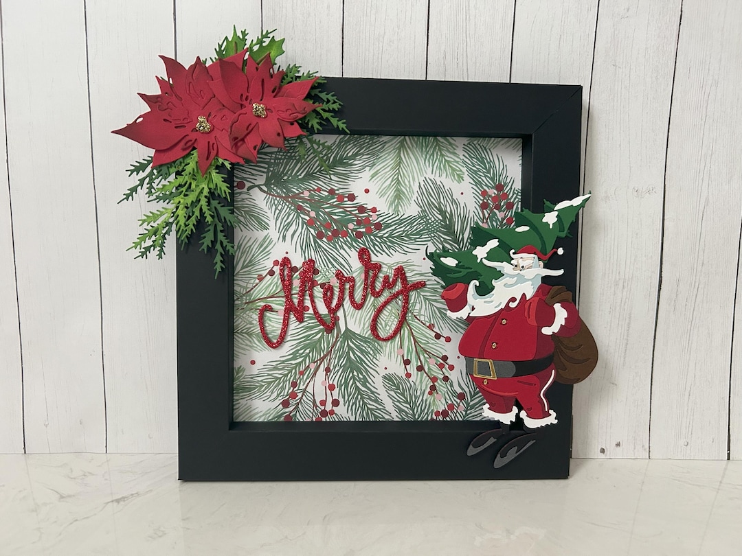 Holiday Shadow Box, Christmas Shadow Box, Handmade Paper Shadow Box ...