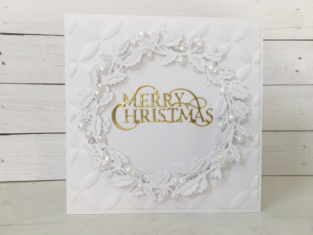 Handmade Holiday Wreath Card, Elegant Christmas Card - Etsy