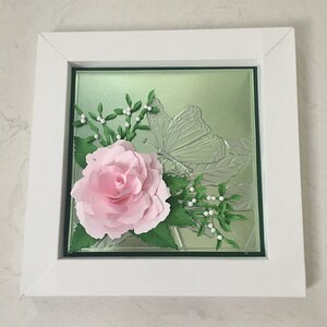 Handmade Paper Flower Shadow Box, Rose Shadow Box, Framed Paper Flowers ...