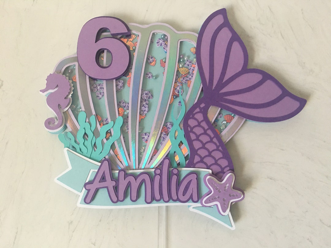 Custom Mermaid Shaker Cake Topper, Birthday Cake Topper, 3D Cake Topper ...