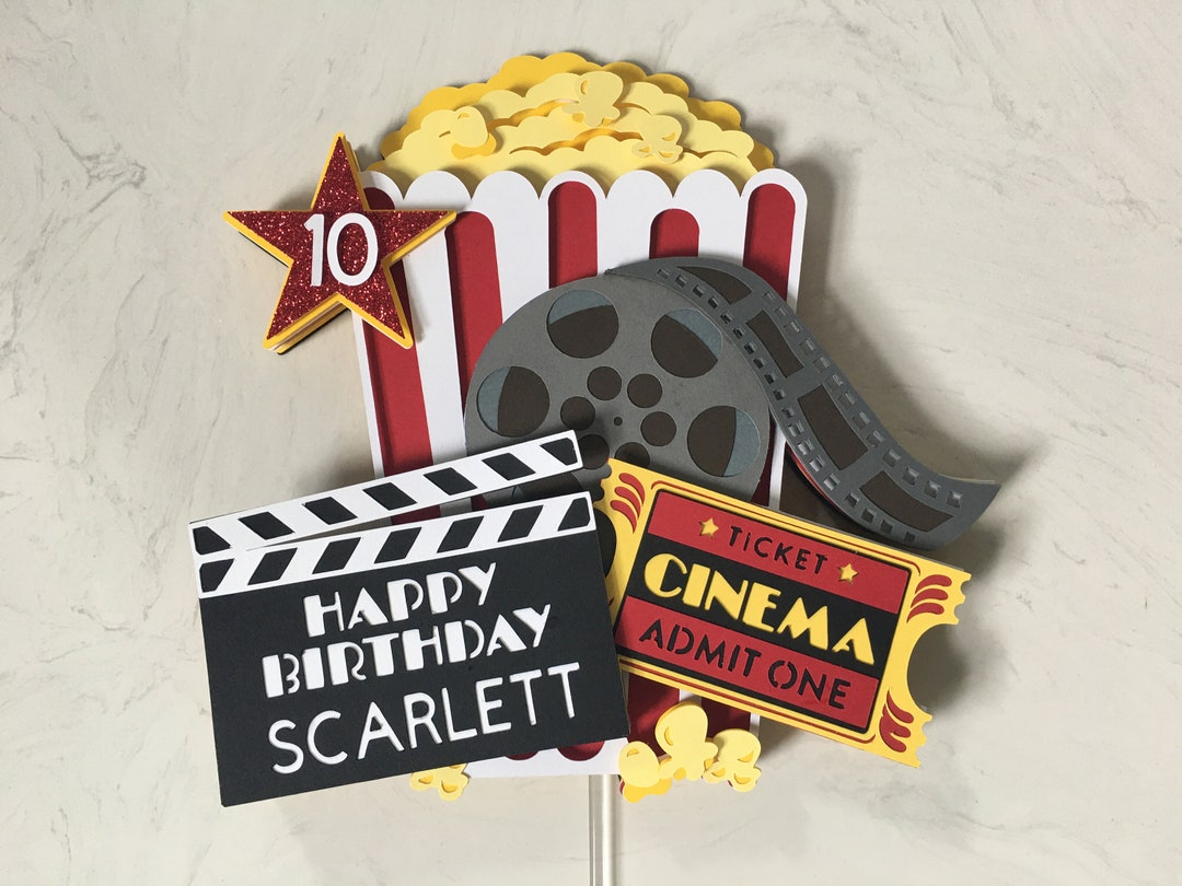 Custom Movie Theater Cake Topper, Movie Night Birthday, Movie Party ...