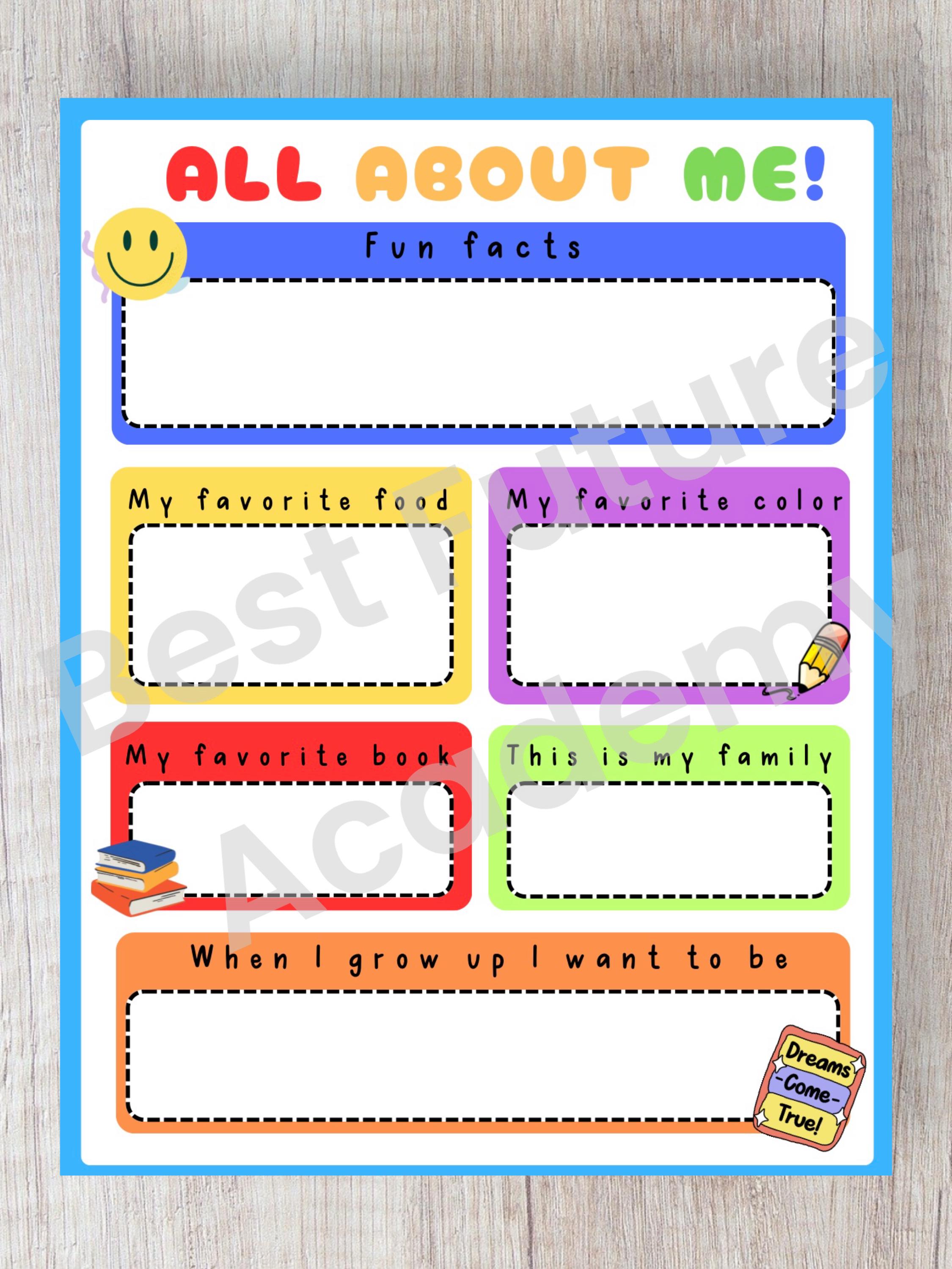 All About Me Worksheet: Back to School Printable Activity (digital ...