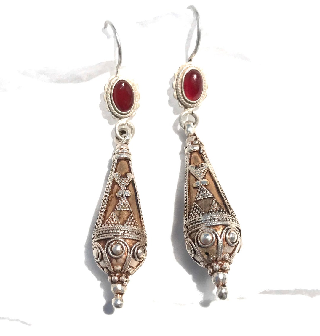 Vintage Turkmen Tribe Earrings - Turkmen Earring , Gold Gilded Earrings ...