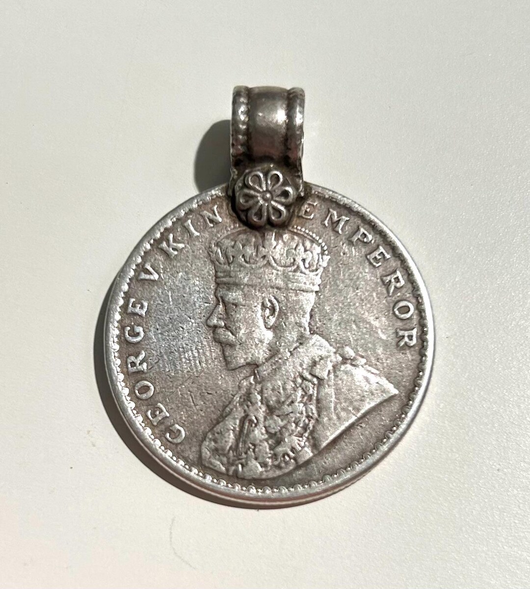 Antique Silver King George the 5th Coin Pendant Indian Coin Pendant ...