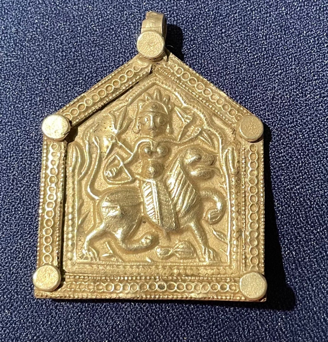 Antique Silver Durga Goddess Pendant: Rajasthani Indian Jewelry - Etsy