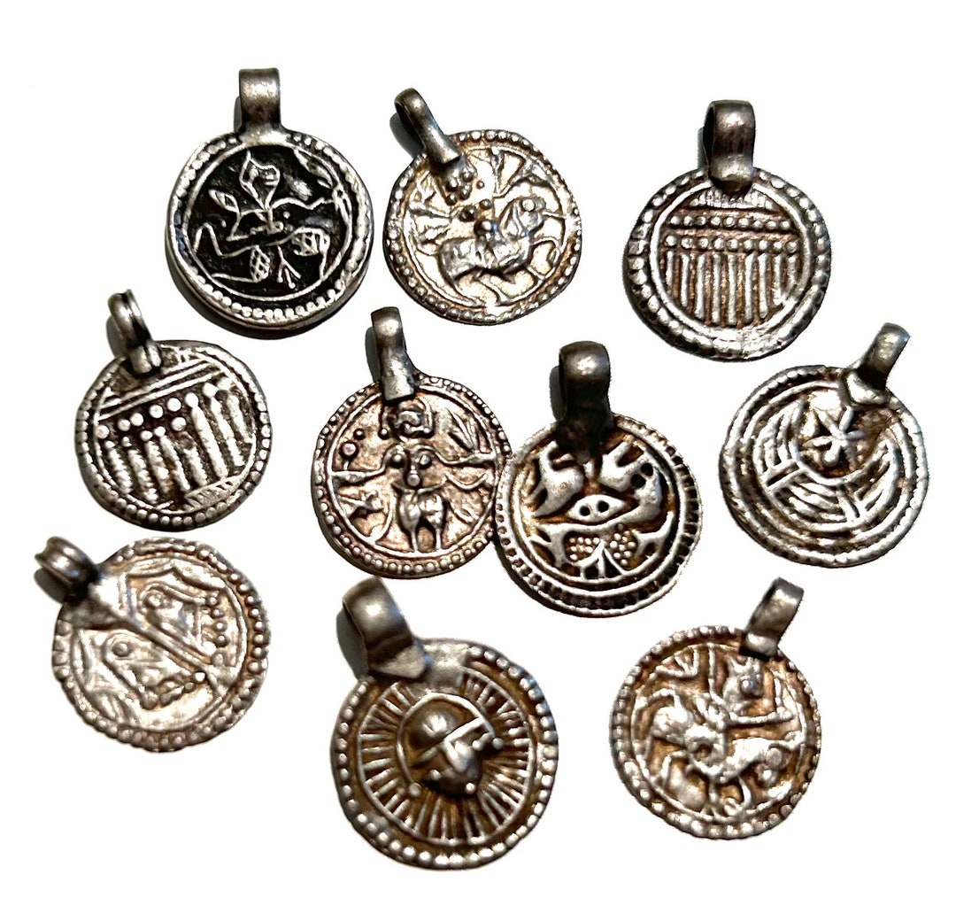 10 Piece Antique Silver Goddess Pendants: Indian Charms - Etsy