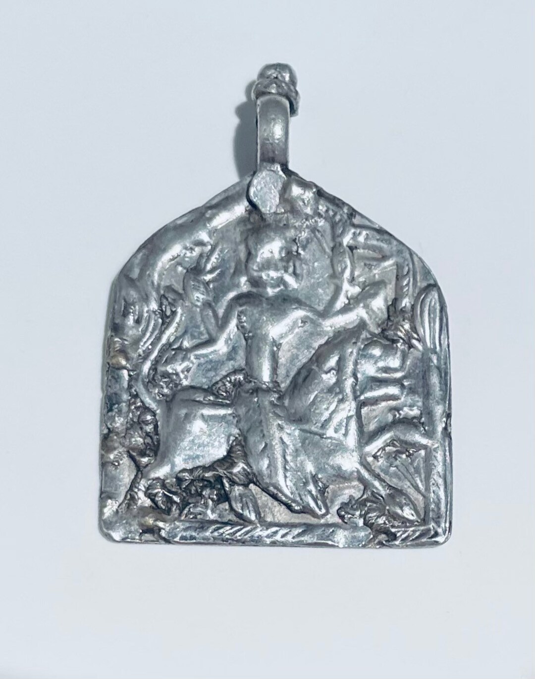 Antique Silver Durga Goddess Pendant: Rajasthani Indian Jewelry - Etsy