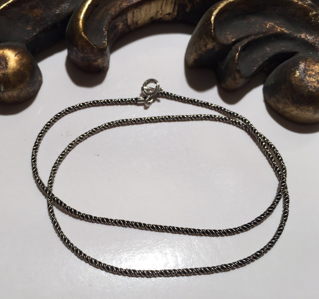 Silver Chain-18" Sterling Silver Rope Chain-handmade Oxedized Vintage ...