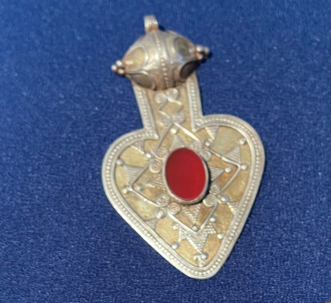 Turkmen Tribe Gold Gilded Silver Pendant Tribal Pendant Silver Pendant ...