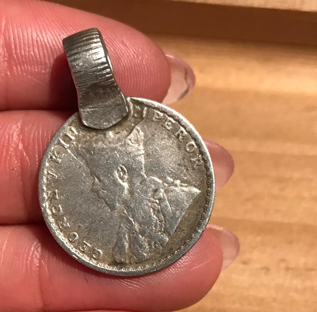 Antique Silver King George the 5th Coin Pendant - Indian Coin Pendant ...