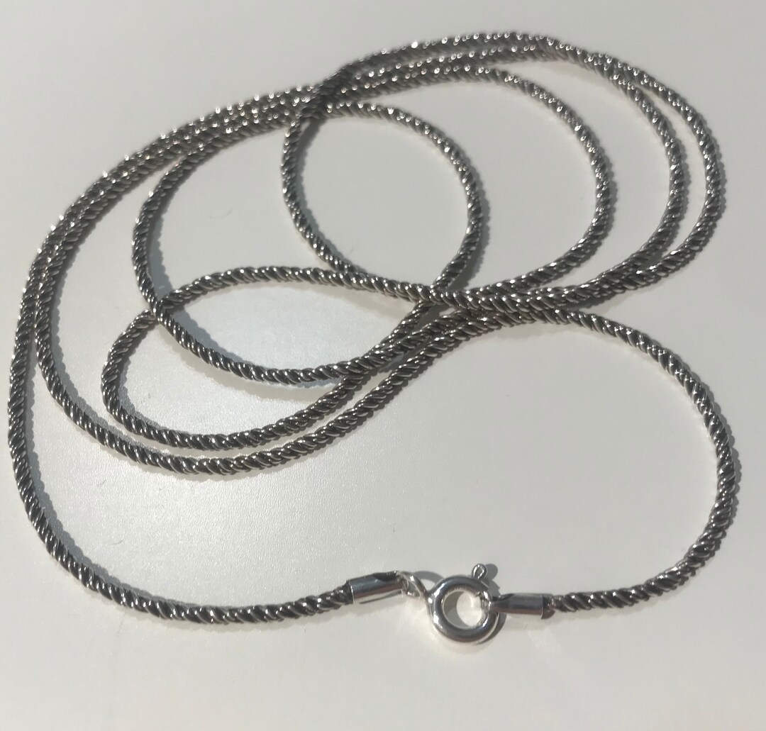 Silver Chain- 30"-sterling Silver Rope Chain-handmade Oxidized Vintage ...