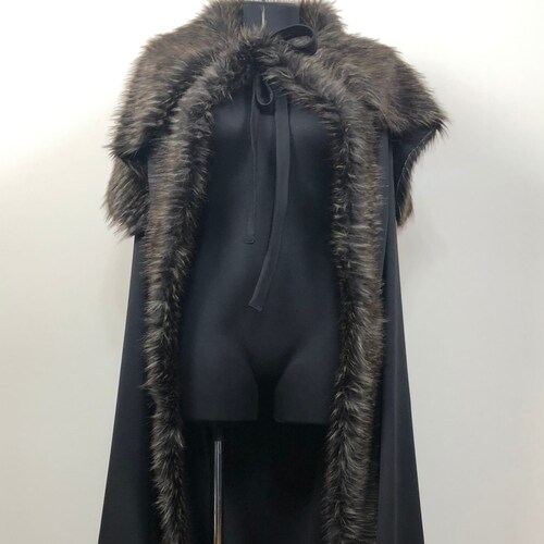 Black Cape Fur Collar Viking Cosplay Cape Fur Shoulder Drape - Etsy