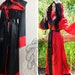 Satin Black Red Robe, Ritual Robe, Long Hooded Robe, Monk Robe, Magical ...