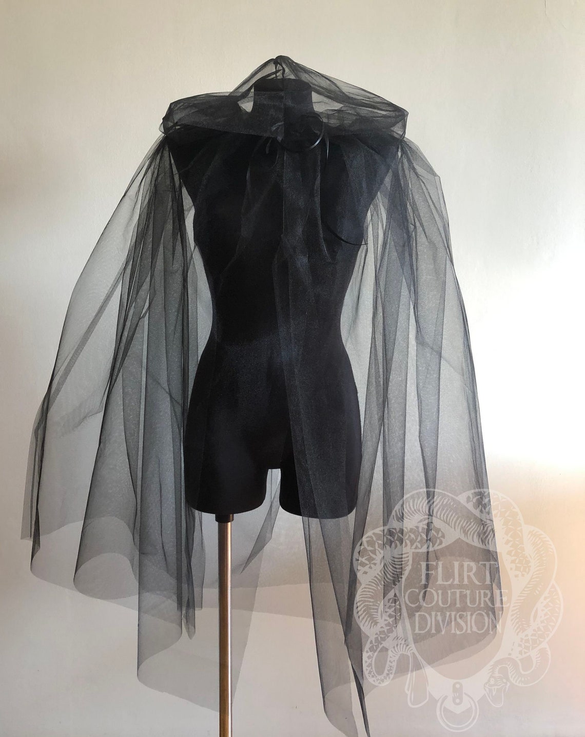 Black Short Tulle Hooded Cape Ethereal Cloak Witch Cape - Etsy