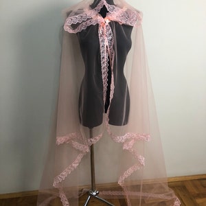 Peach Tulle Hooded Cape Veil Cape Peach Lace Cape Halloween - Etsy