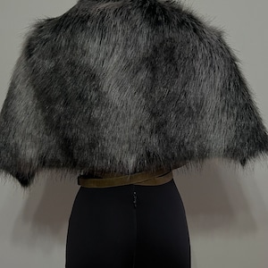 Gray Wolf Fake Fur Cape Leather Belts, Fur Shoulder Drape, Ecofriendly ...