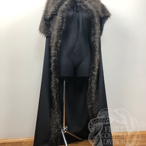 Black Cape Fur Collar, Viking Cosplay Cape, Fur Shoulder Drape Cloak ...