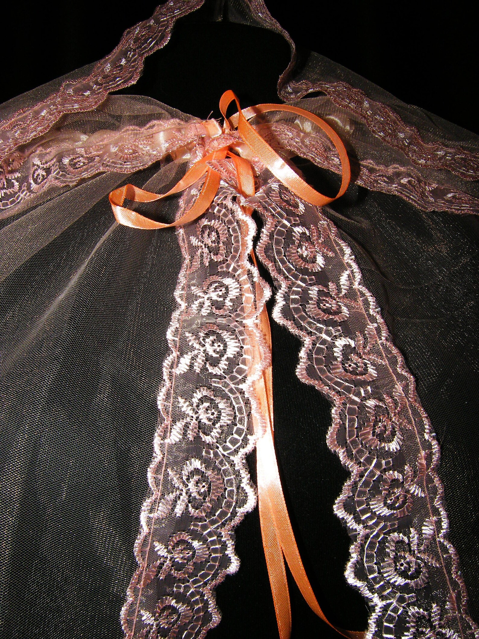 Peach Tulle Hooded Cape Veil Cape Peach Lace Cape Halloween - Etsy