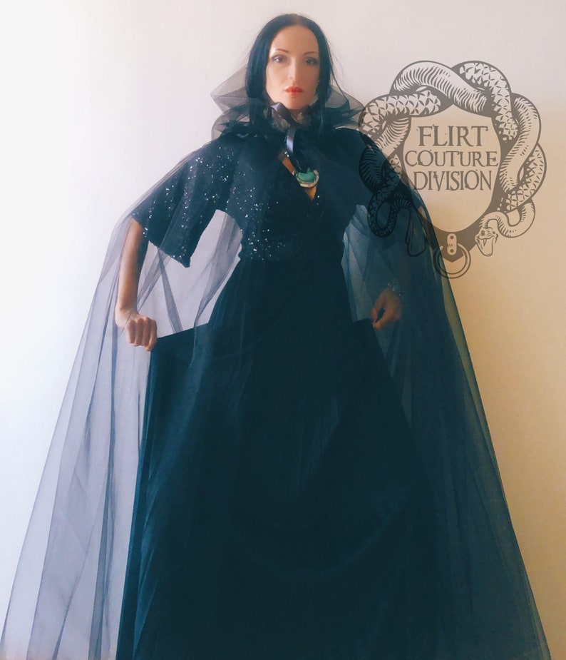 Black Tulle Hooded Cape Tulle Cloak Witch Cape Fantasy | Etsy