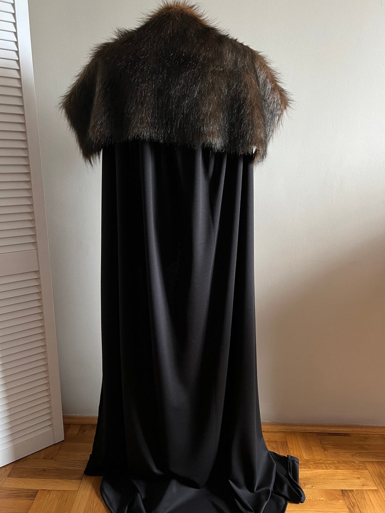 Black Cape Fur Collar Leather Straps Halloween Cape - Etsy