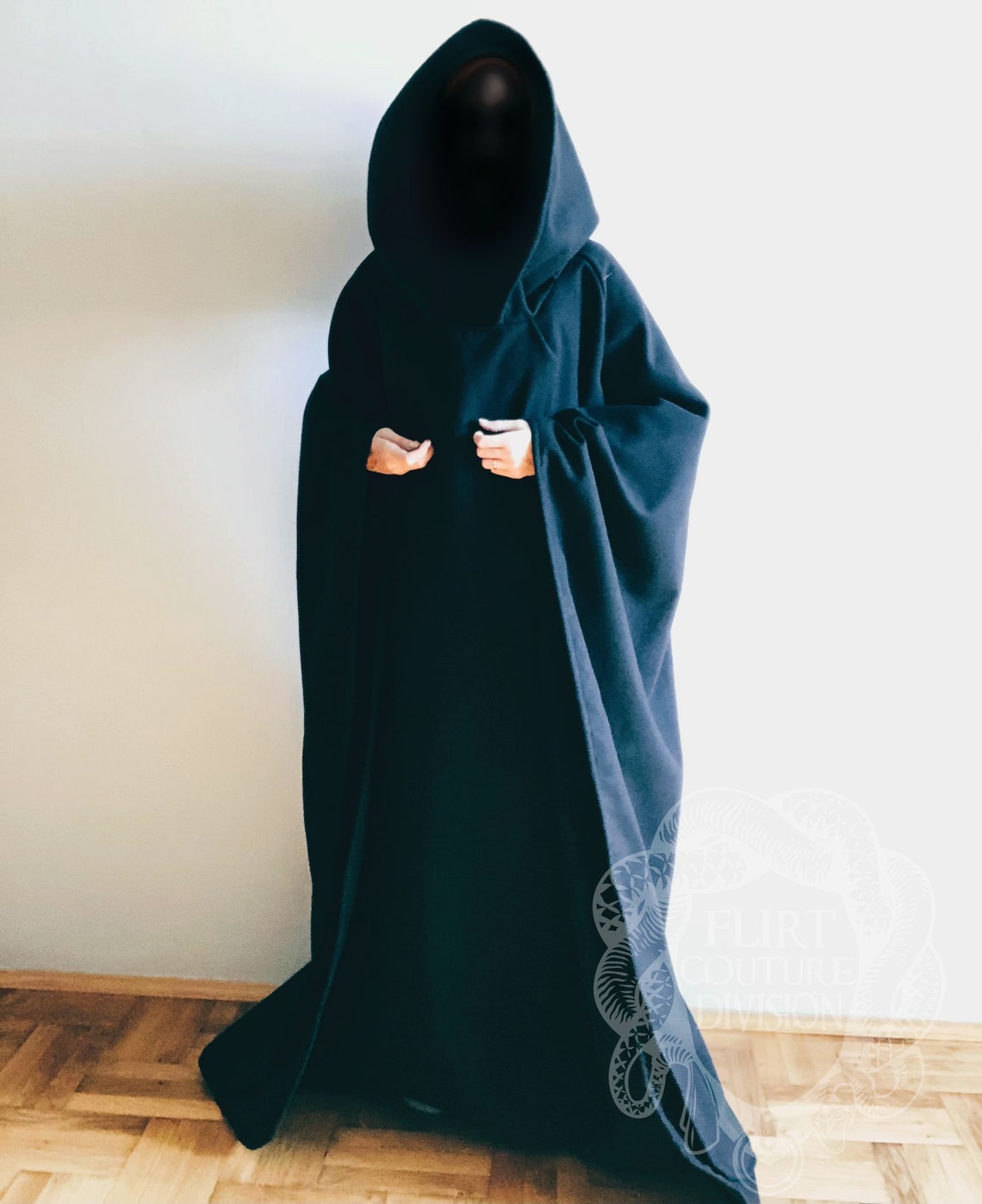 Maxi Black Wool Hooded Cape Wool Hooded Cape Ritual Witch - Etsy