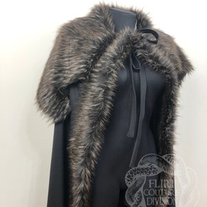 Black Cape Fur Collar, Viking Cosplay Cape, Fur Shoulder Drape Cloak ...