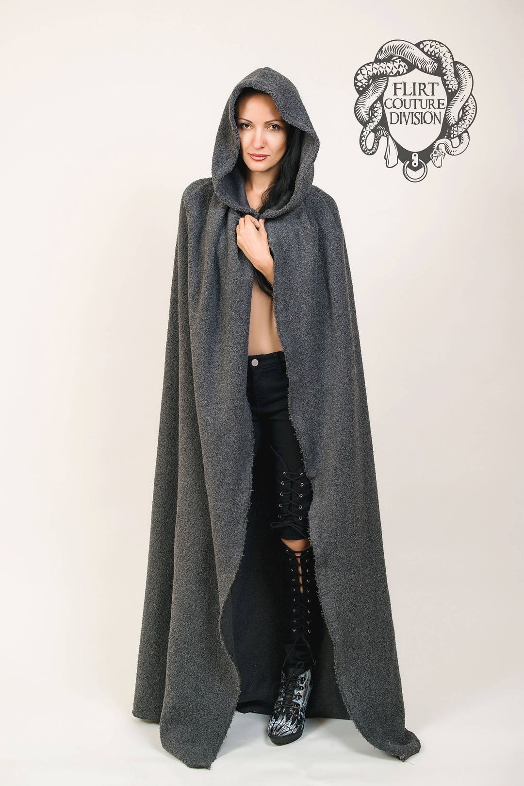 Gray Hooded Cape, Halloween Cloak, Wasteland Costume, Assassin Hooded ...