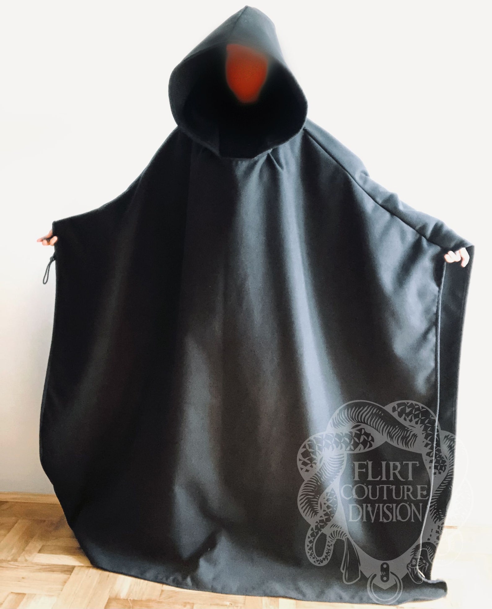 Maxi Black Wool Hooded Cape Wool Hooded Cape Ritual Witch - Etsy