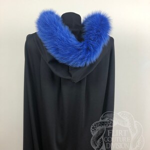 Black Hooded Cape, Hooded Cloak, Halloween Cloak, Fox Fur Hooded Cloak ...
